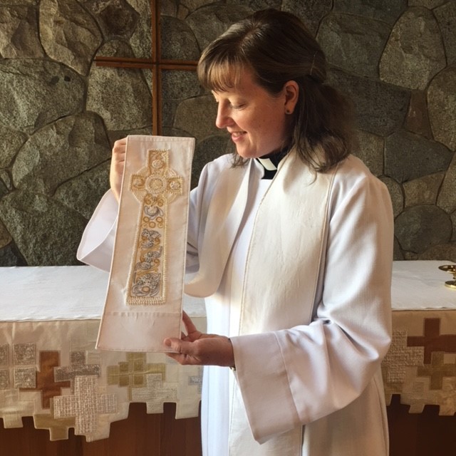 Rev. Sharon and her special stole | St. Catherine's Church