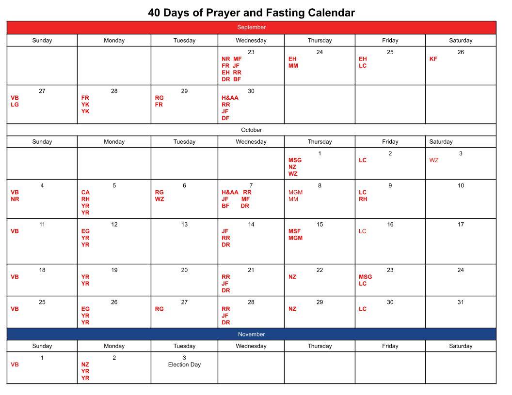 40 Days Calendar | Beverly Boulevard Foursquare Church