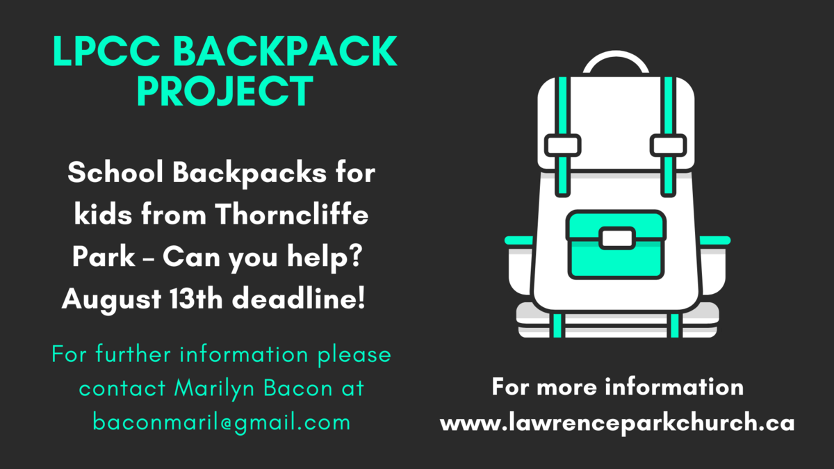 LPCC Backpack Project | Lawrence Park Community Church