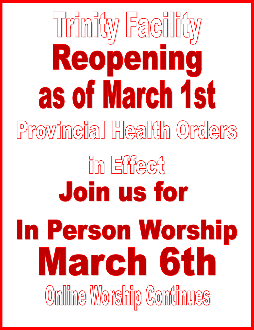 Trinity RE-Opening | Trinity Anglican+Lutheran Church