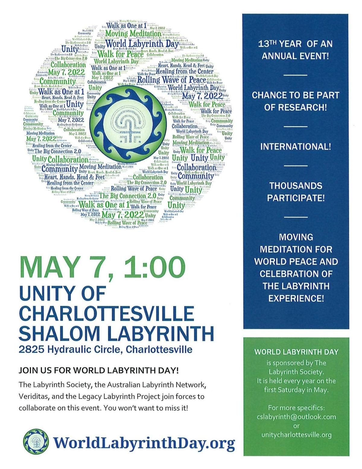 World Labyrinth Day 1pm May 7th | Unity of Charlottesville