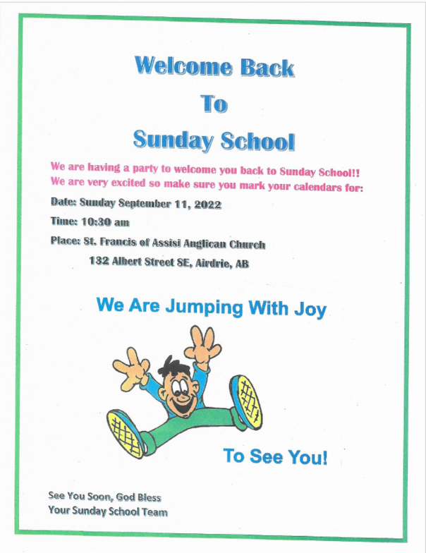 Sunday School returns! | Youth Ministry | St. Francis of Assisi ...