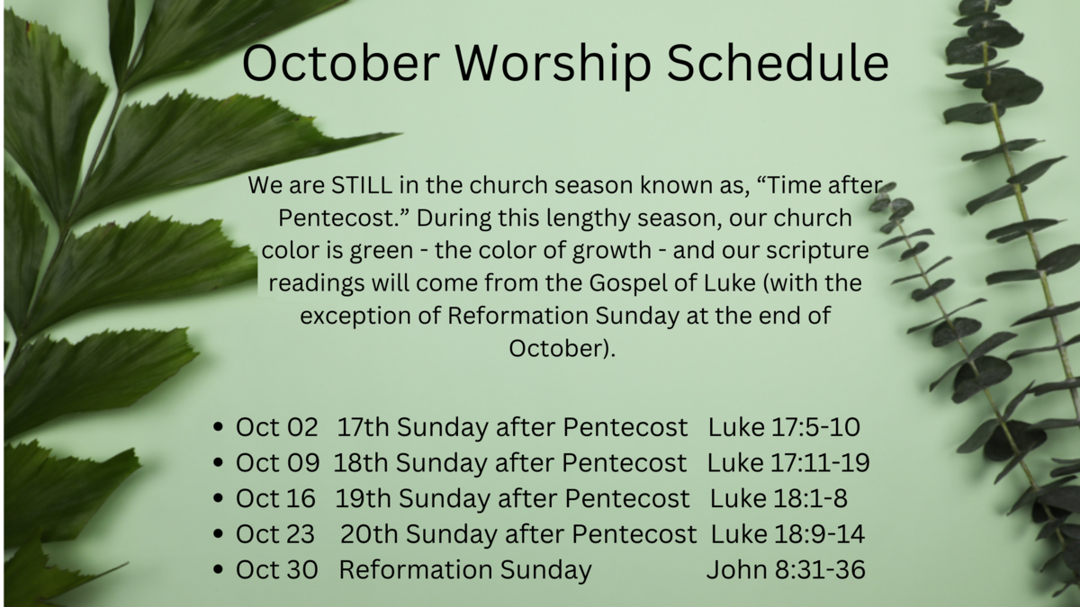 October Worship Schedule | Holy Cross Lutheran Church