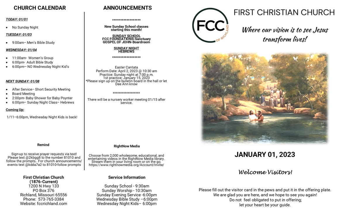 Sunday Bulletin | First Christian Church of Richland