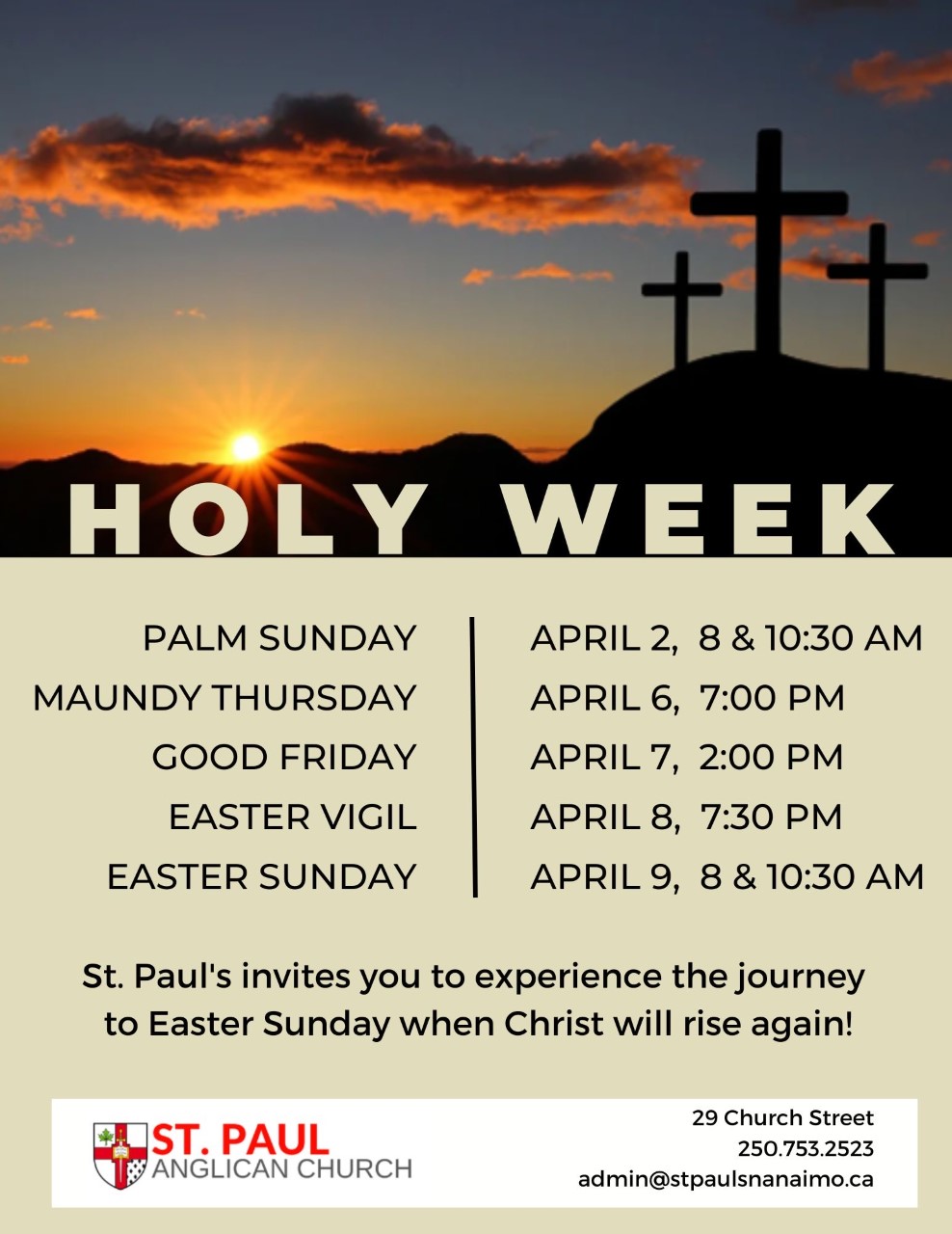 Holy Week Services | St. Paul's Anglican Church