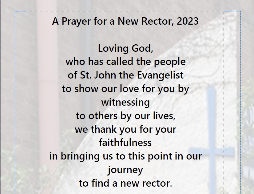 A Prayer for a New Rector, 2023 | Prayer | Church of Saint John the ...