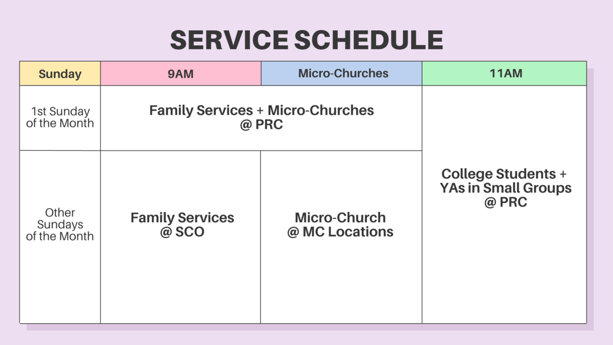 Regular Sunday Service Schedules | Symphony Church