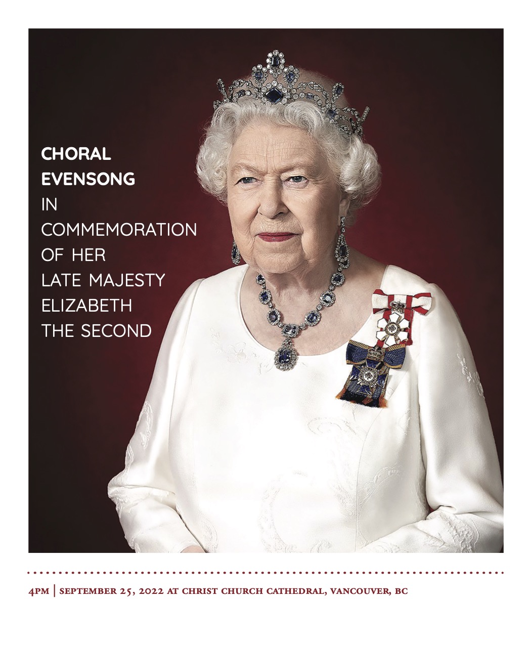 Choral Evensong in Commemoration of Her Late Majesty Elizabeth the ...