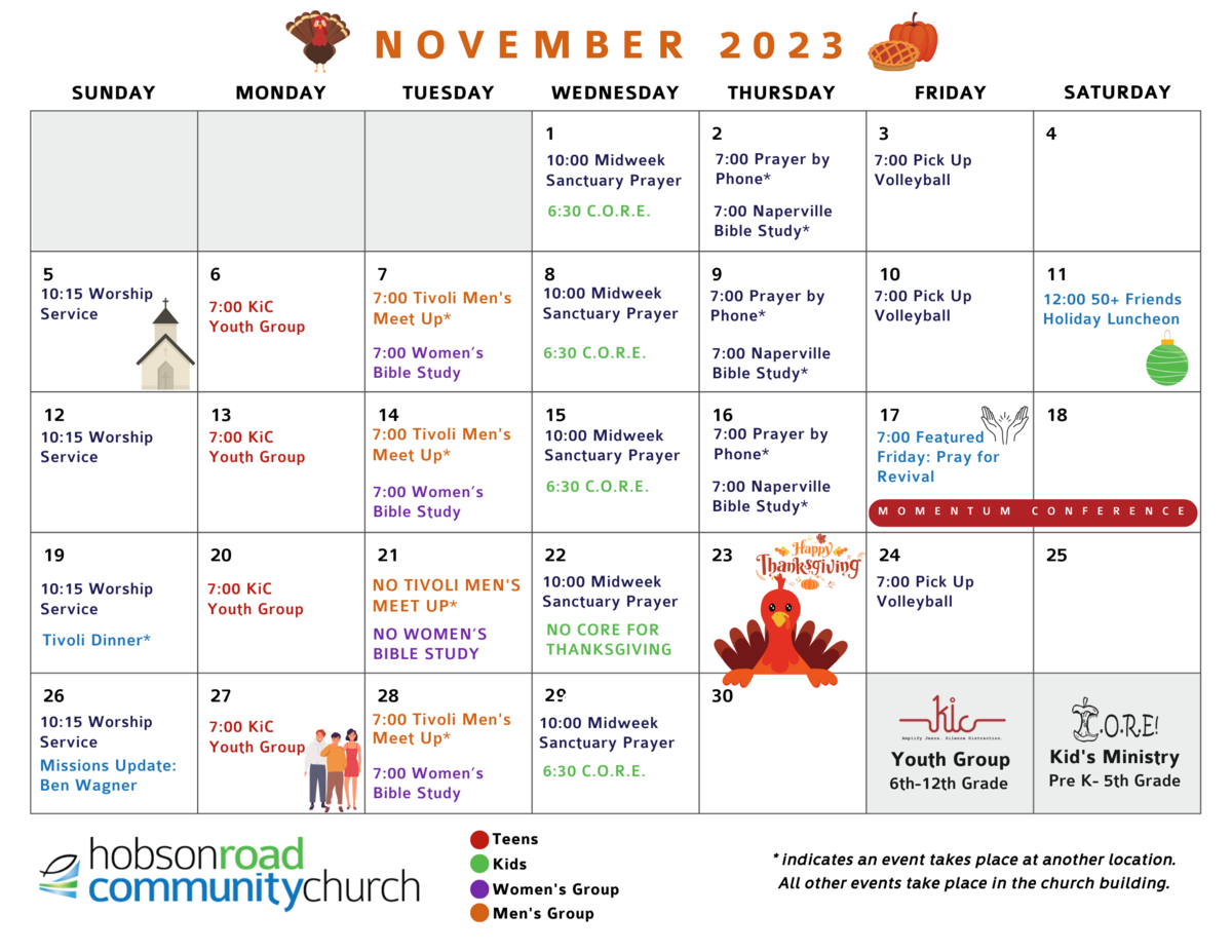 November Calendars | Hobson Road Community Church