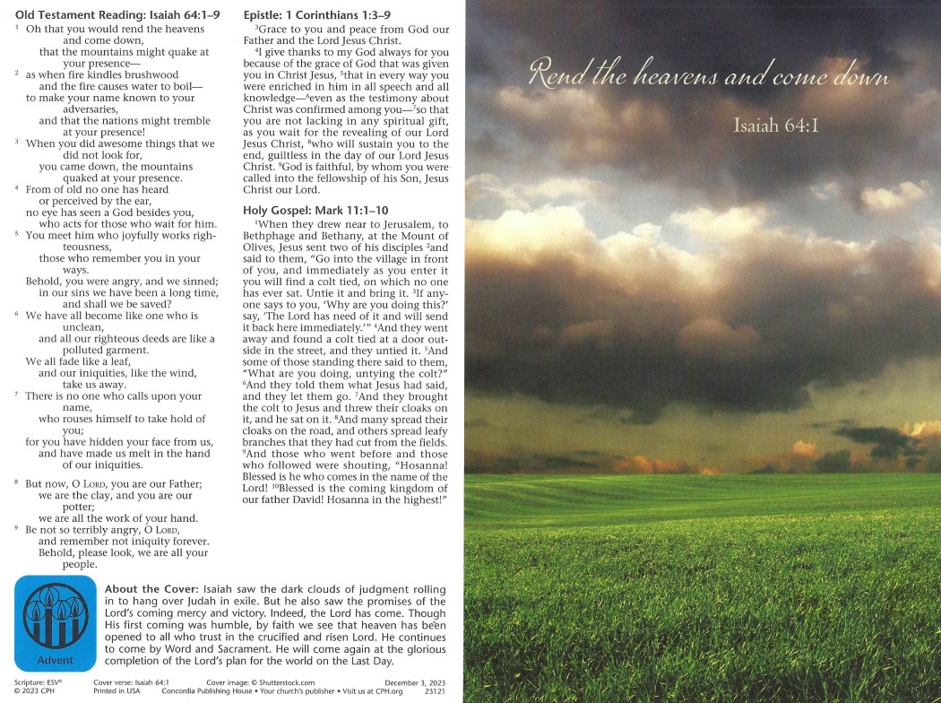 Worship Service Bulletin - First Sunday in Advent Website | Worship and ...