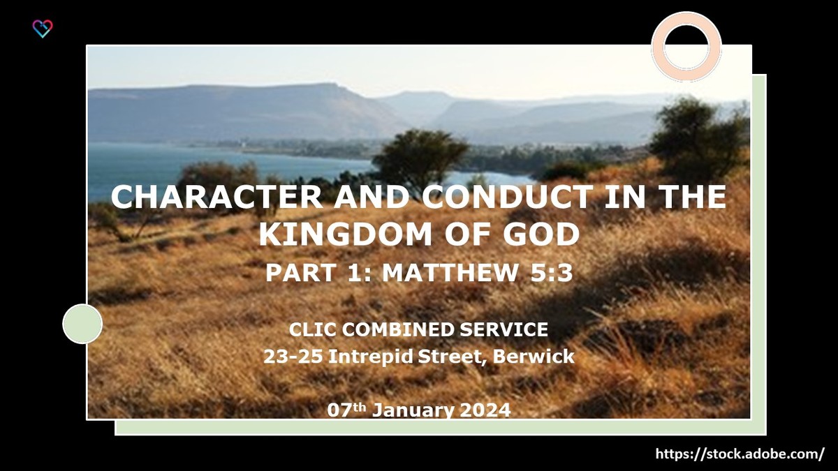 Character and Conduct in the Kingdom of God, Part 1. Matthew 5:3 by pastor Randel Fang | Casey ...
