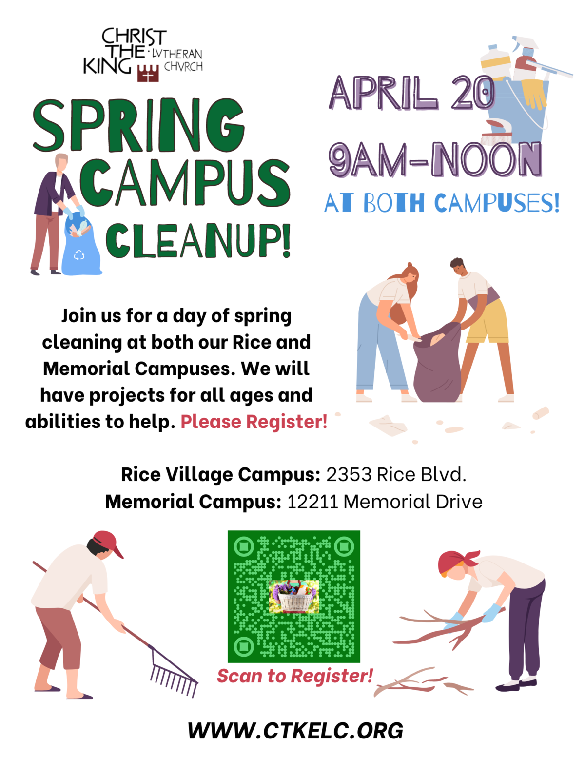CTK Spring Clean Up at Both Campuses April 20, 9am-Noon | Christ The ...