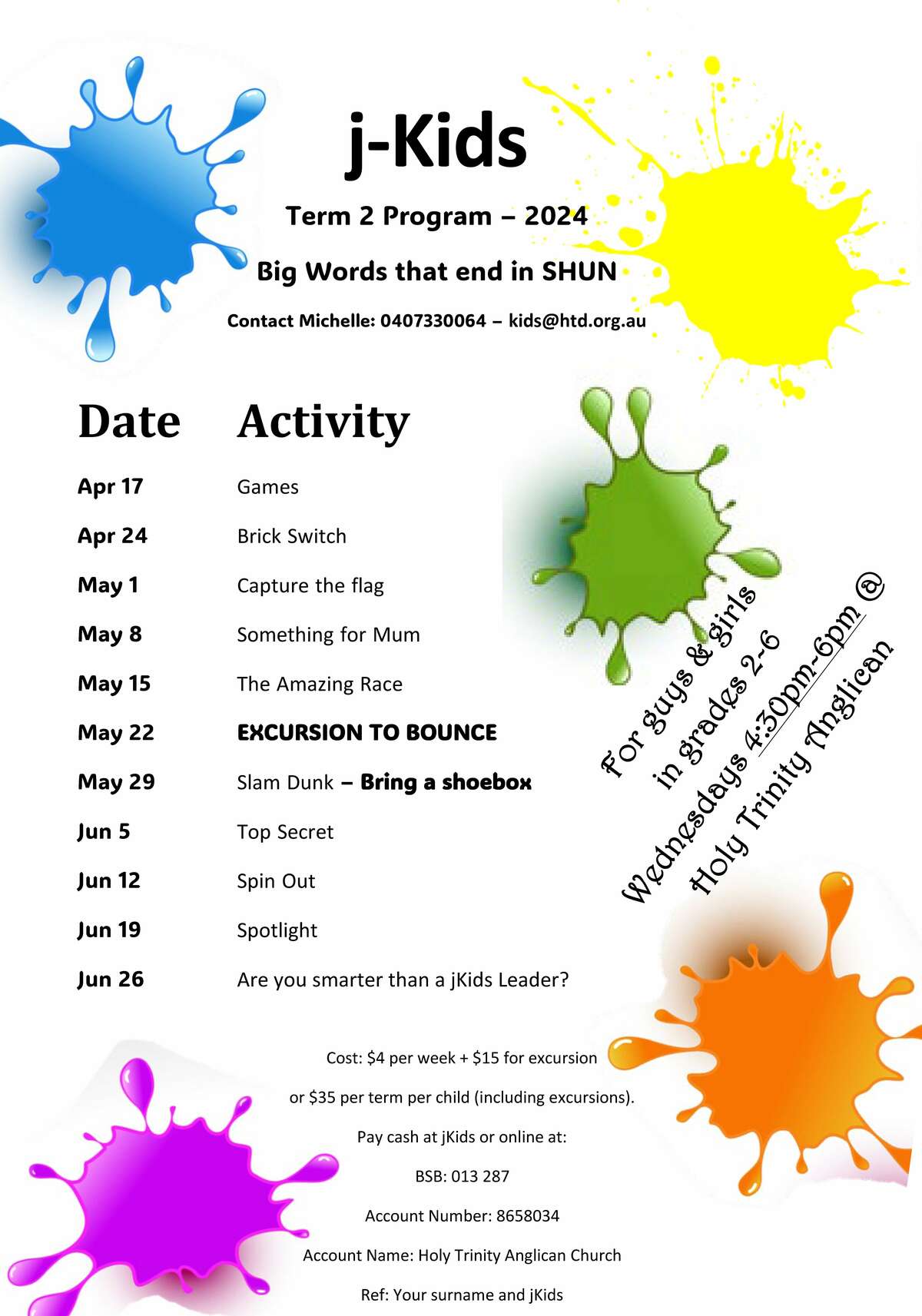 2024 Term 2 Program | J-Kids | Holy Trinity Doncaster