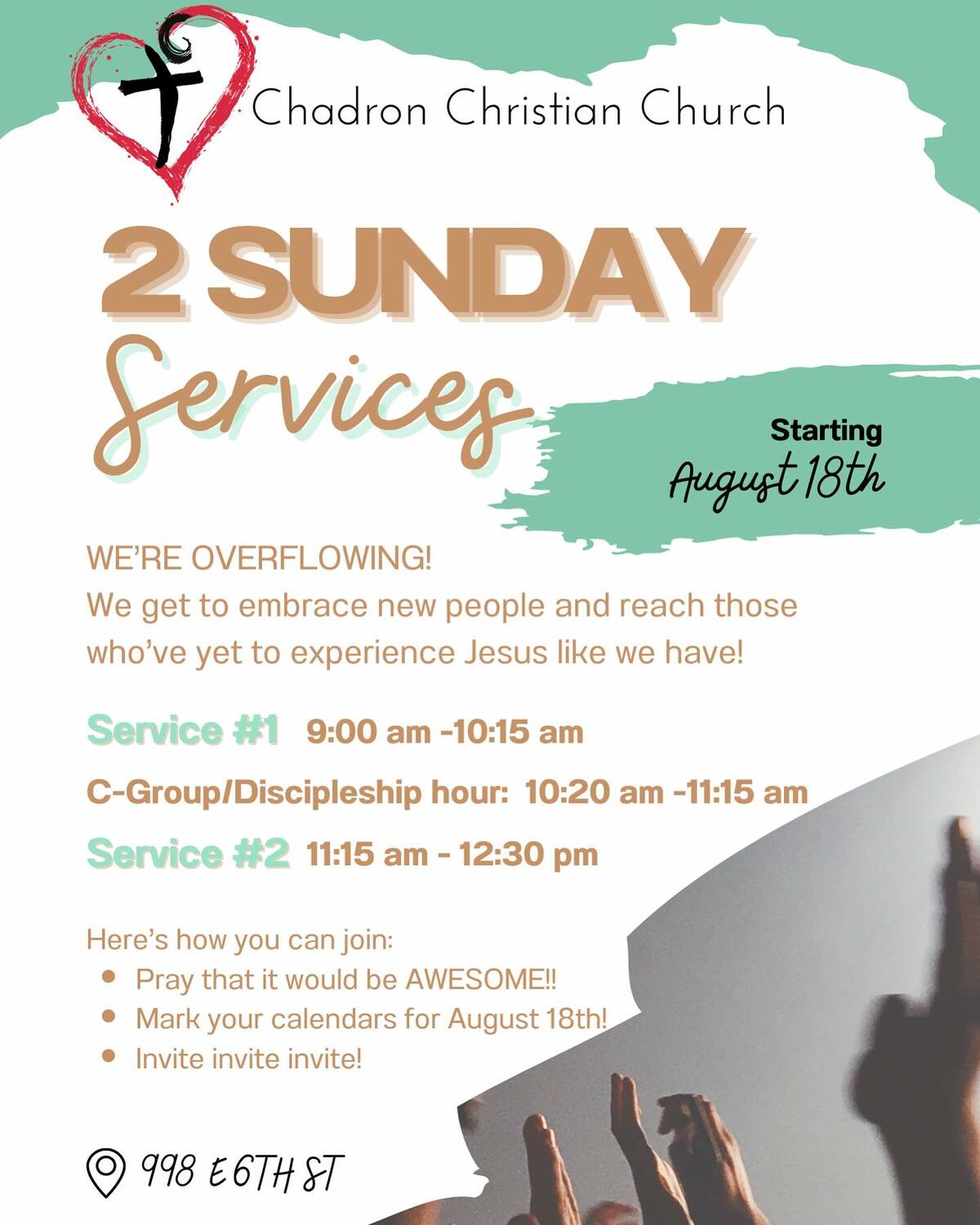 Two services starting Aug 18th | Chadron Christian Church