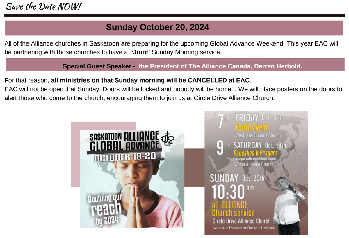 Saskatoon Alliance Global Advance | Global Connections | Erindale ...