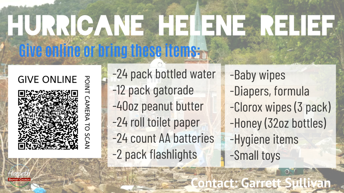 Hurricane Helene Relief | Harpeth Baptist Church
