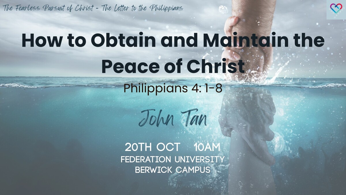 This Week's Sermon - 20th October 2024 "How to obtain and Maintain the ...