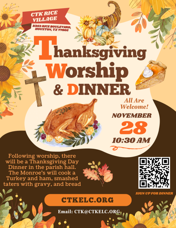 Thanksgiving Day Service and Dinner Nov. 28 | Christ The King Lutheran ...