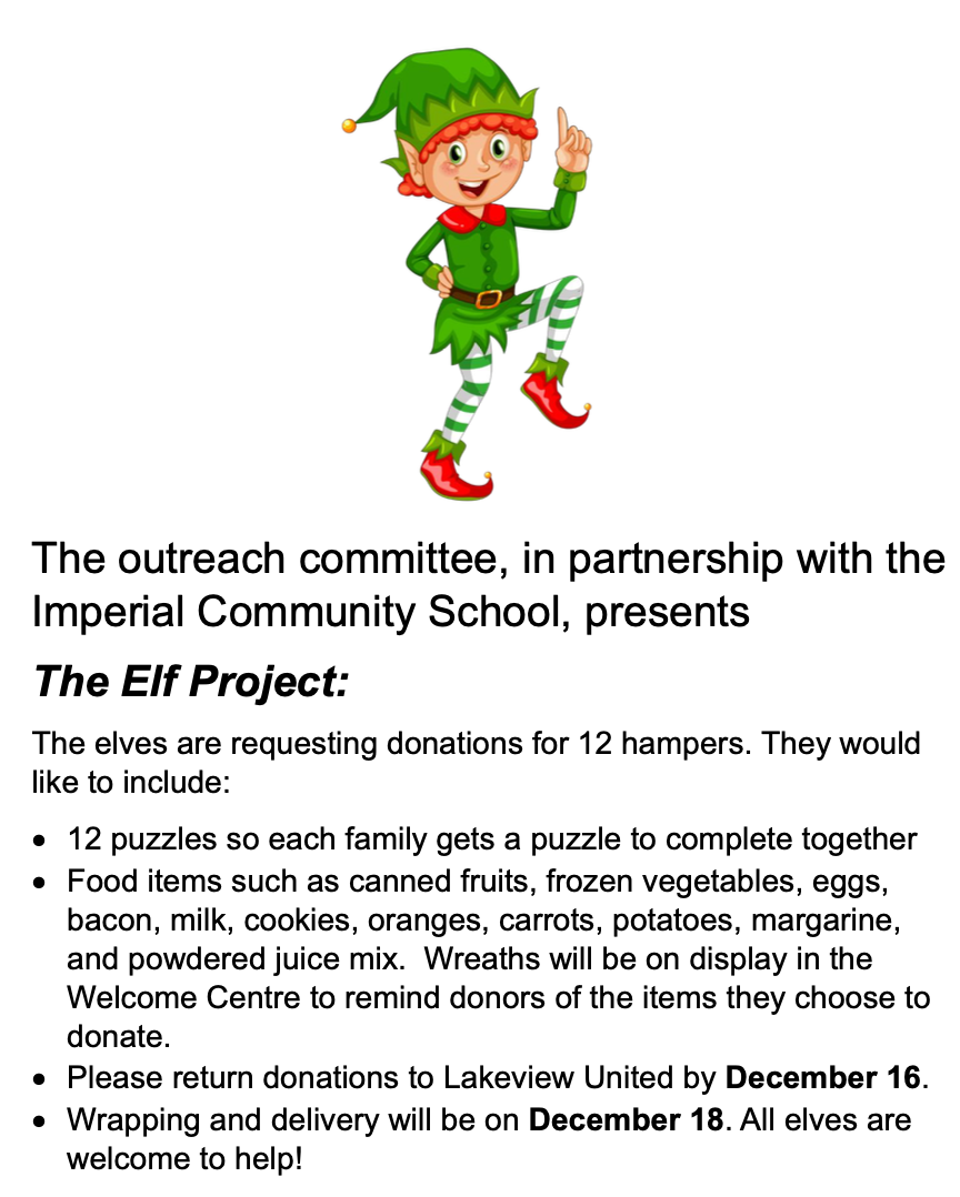 The Elf Project | Lakeview United Church