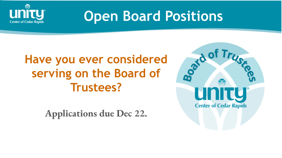Consider Serving on the Board | Unity Center of Cedar Rapids