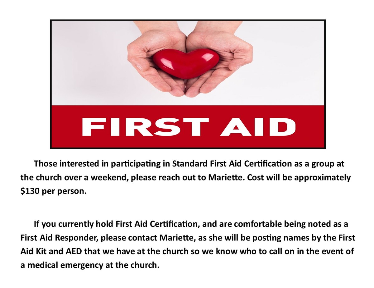 First Aid Certification | Lutheran Church of our Saviour