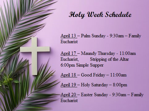 Holy Week Schedule 2025 | All Saints Anglican Church Mission