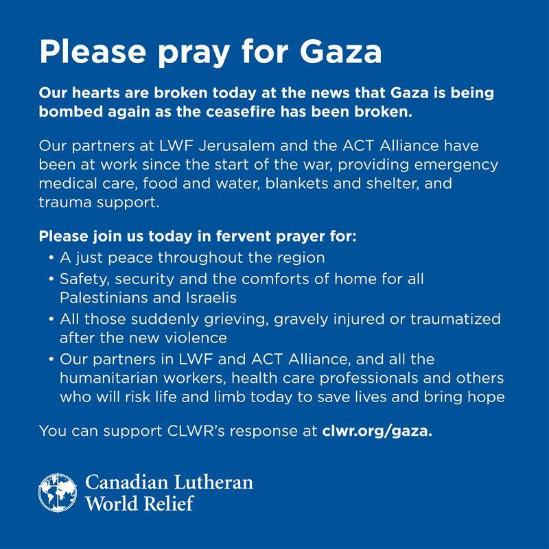 Please Pray for Gaza | Canadian Lutheran World Relief | British ...