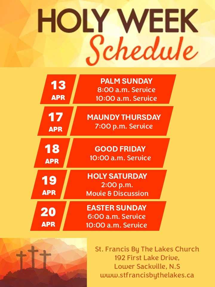 Holy Week Schedule | Parish of St. Francis by the Lakes | Diocese of ...