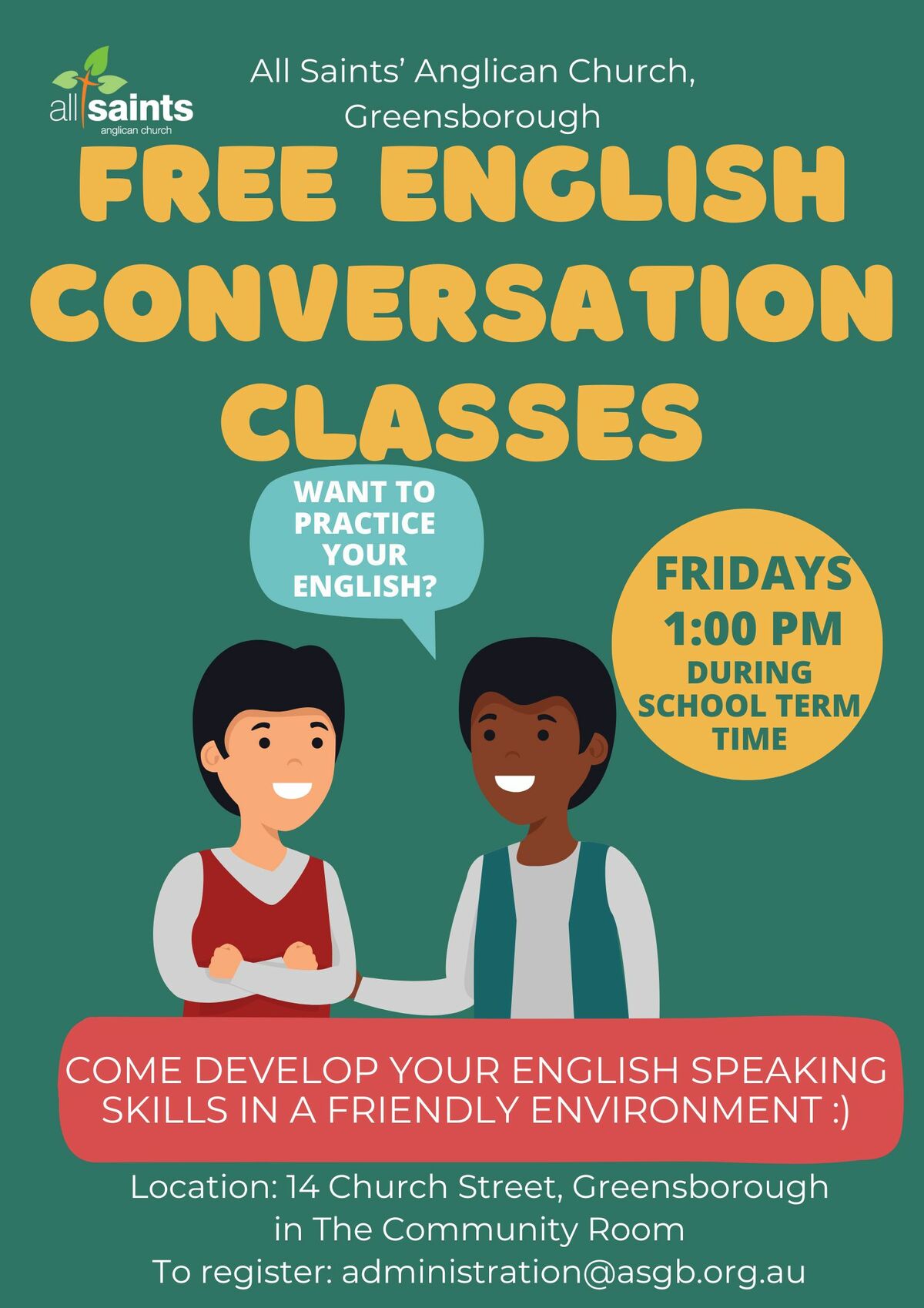 English Conversation Classes | All Saints Anglican Church - Greensborough