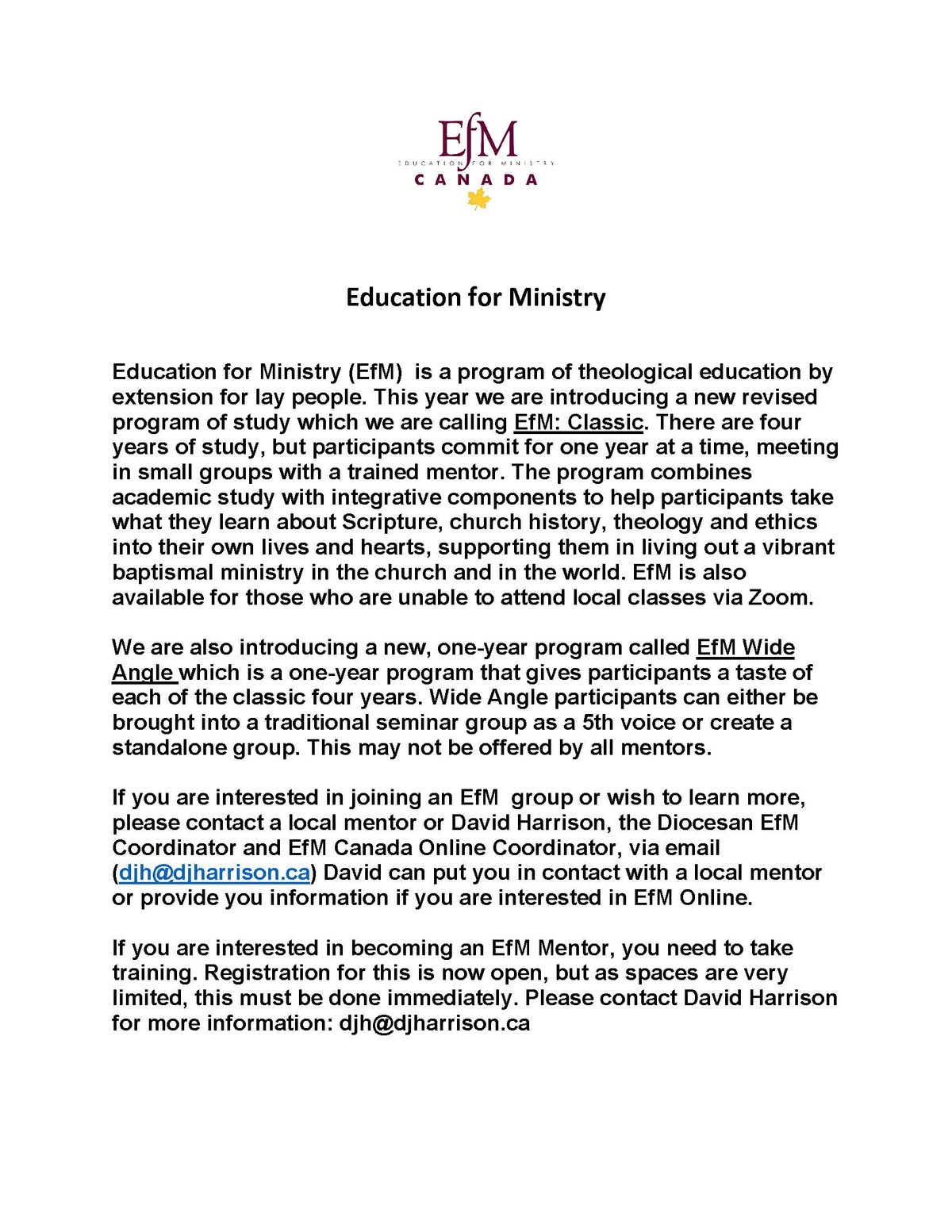 Explore Theological Learning with EfM | Diocese of Nova Scotia and ...