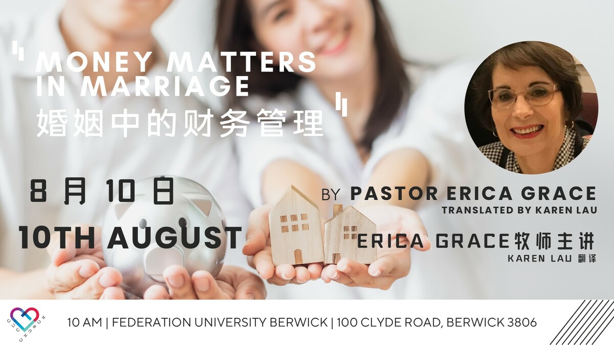 This Week's Sermon: "Money Matters in Marriage" by Ps Erica Grace ...