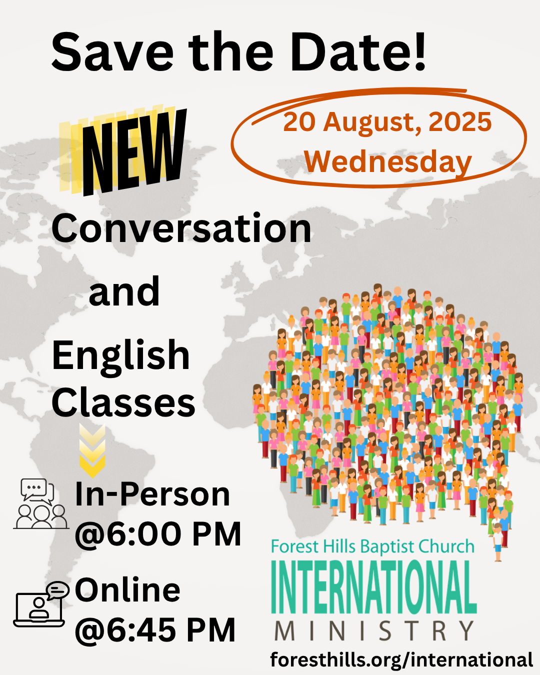 Conversation & English Classes In-Person and Online!