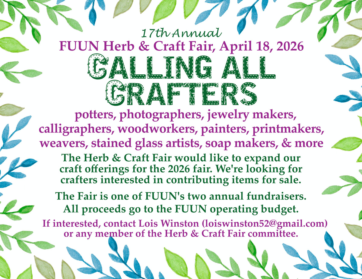 Calling All Crafters! | Herb & Craft Fair | First Unitarian ...