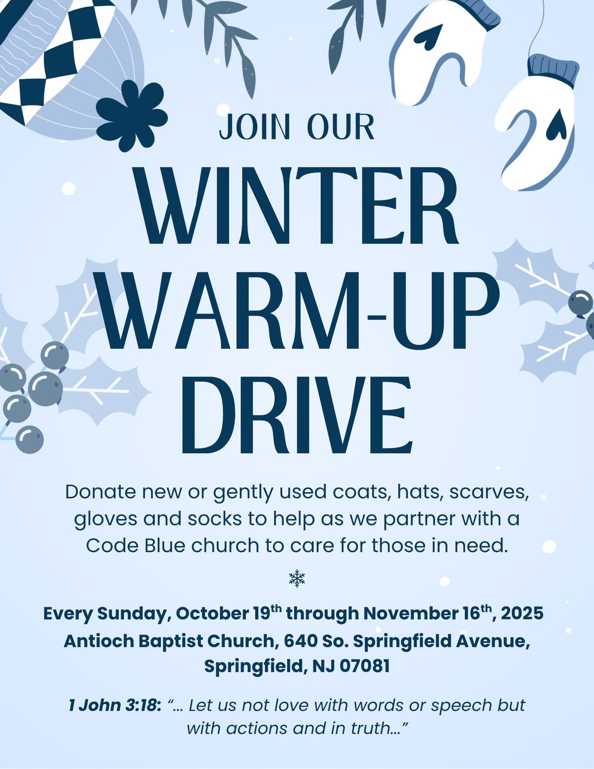 Winter Warm-Up Drive | Antioch Baptist Church