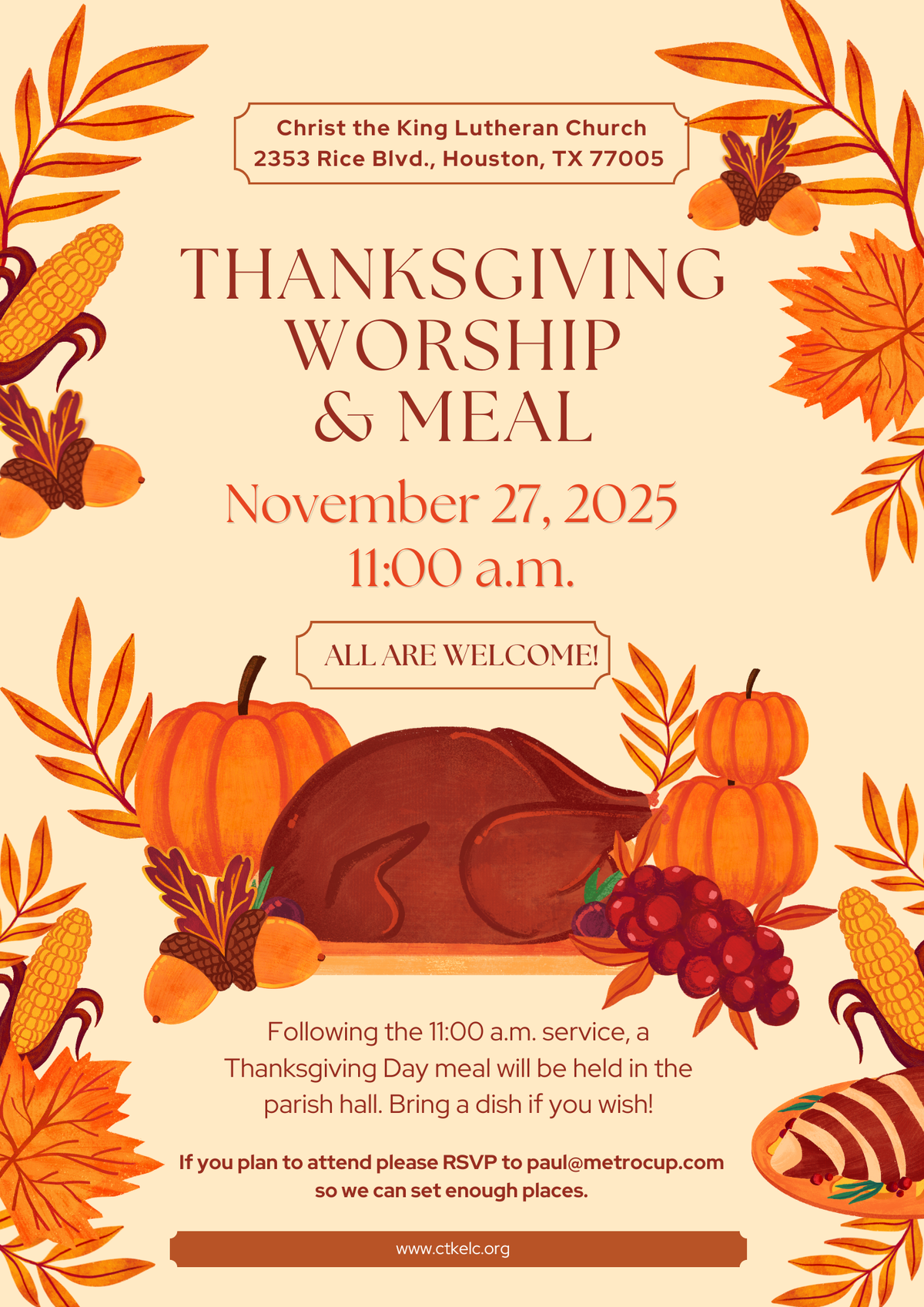Thanksgiving Day Service | Christ The King Lutheran Church