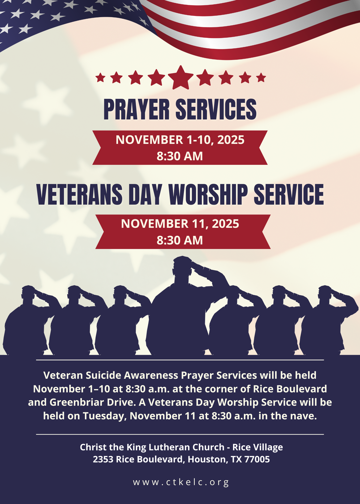 Veteran Suicide Awareness Prayer Services & Veterans Day Worship ...