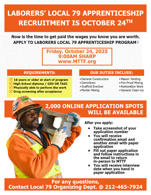 LABORERS' LOCAL 79 APPRENTICESHIP RECRUITMENT | Antioch Baptist Church