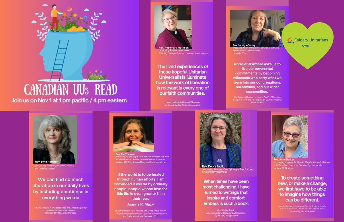 THIS SATURDAY: Canadian UUs Read- Nov 1st @ 2pm MT | Calgary Unitarians