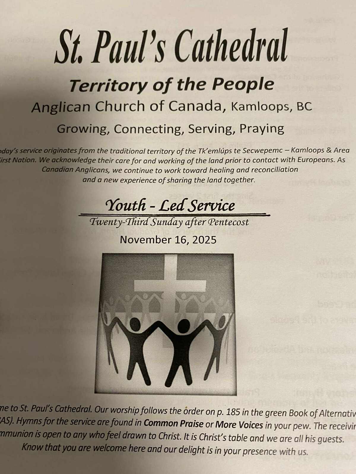 Youth led Service | St. Paul's Cathedral, Kamloops | The Territory of ...