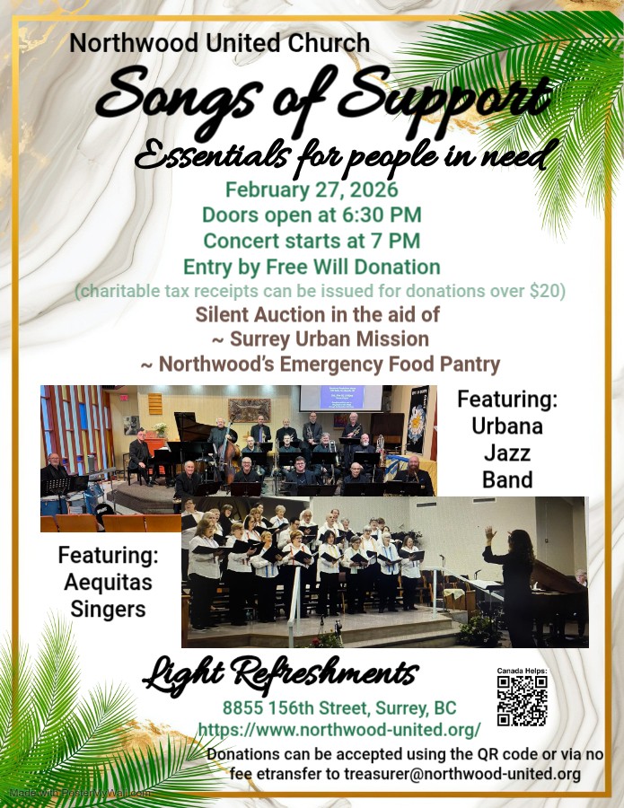 SONGS OF SUPPORT FUNDRAISER - Feb 27th | Northwood United Church